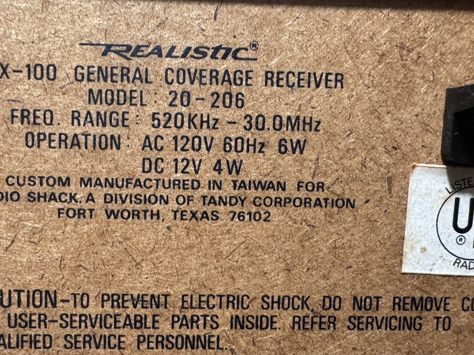 Realistic DX-100 Short Wave Radio General Coverage Receiver | eBay