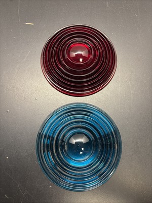 Set Red-Blue Glass Lens Signal Lamp Railroad 5 1/2D 1/2FID 1935 Corning ...