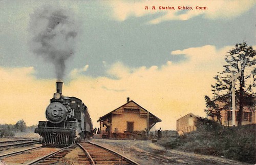 SCITICO, ENFIELD, CT ~ NY & NE RAILROAD STATION, TRAIN, SPFLD NEWS PUB ...