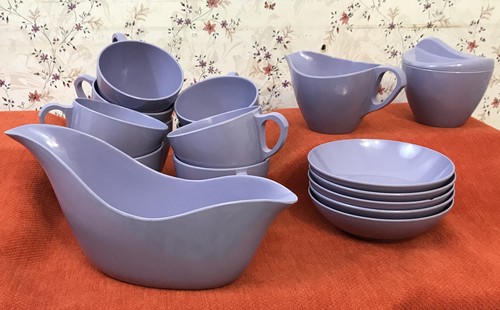 Vtg Royalon Melmac Lilac Purple Cream and Sugar Gravy Boat Bowls Cups ...