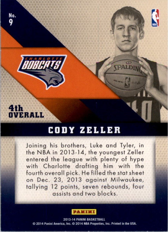 2013-14 Panini Rookie Top 10 #9 Cody Zeller - NM-MT | eBay