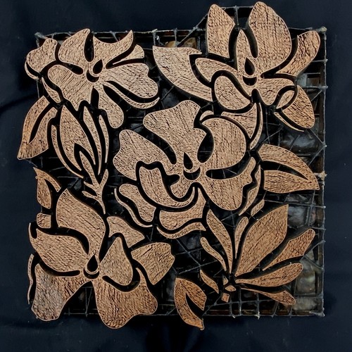 Copper Tjap Cap Chop Stamp Artisan Batik Magnolia 9" x 8.5" Handmade ...