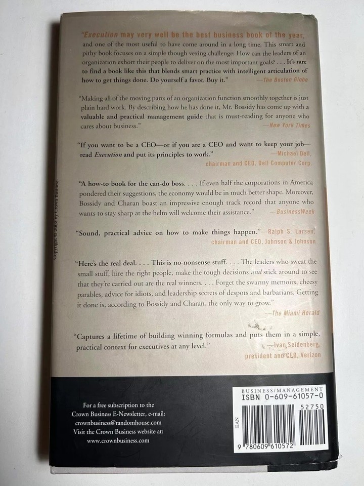 Execution Discipline of Getting Things Done Larry Bossidy Ram Charan ...