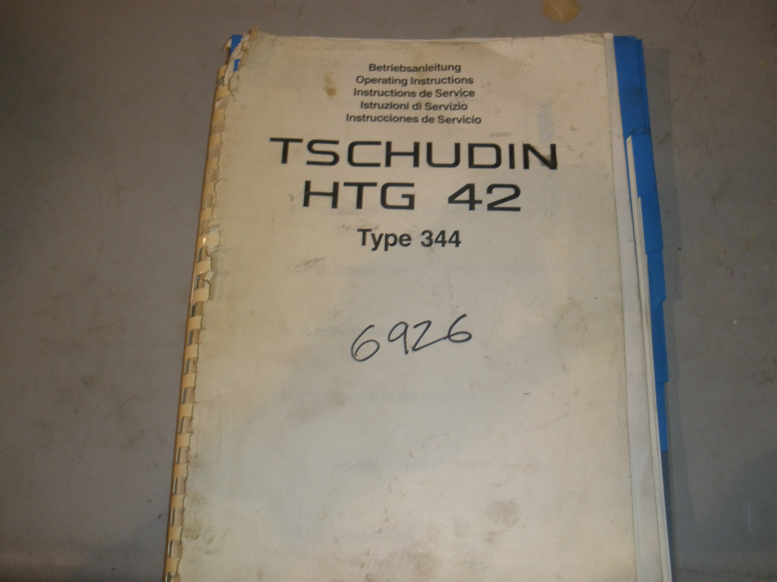 Tschudin HTC-42 Type 344 Grinder Operating Manual | eBay