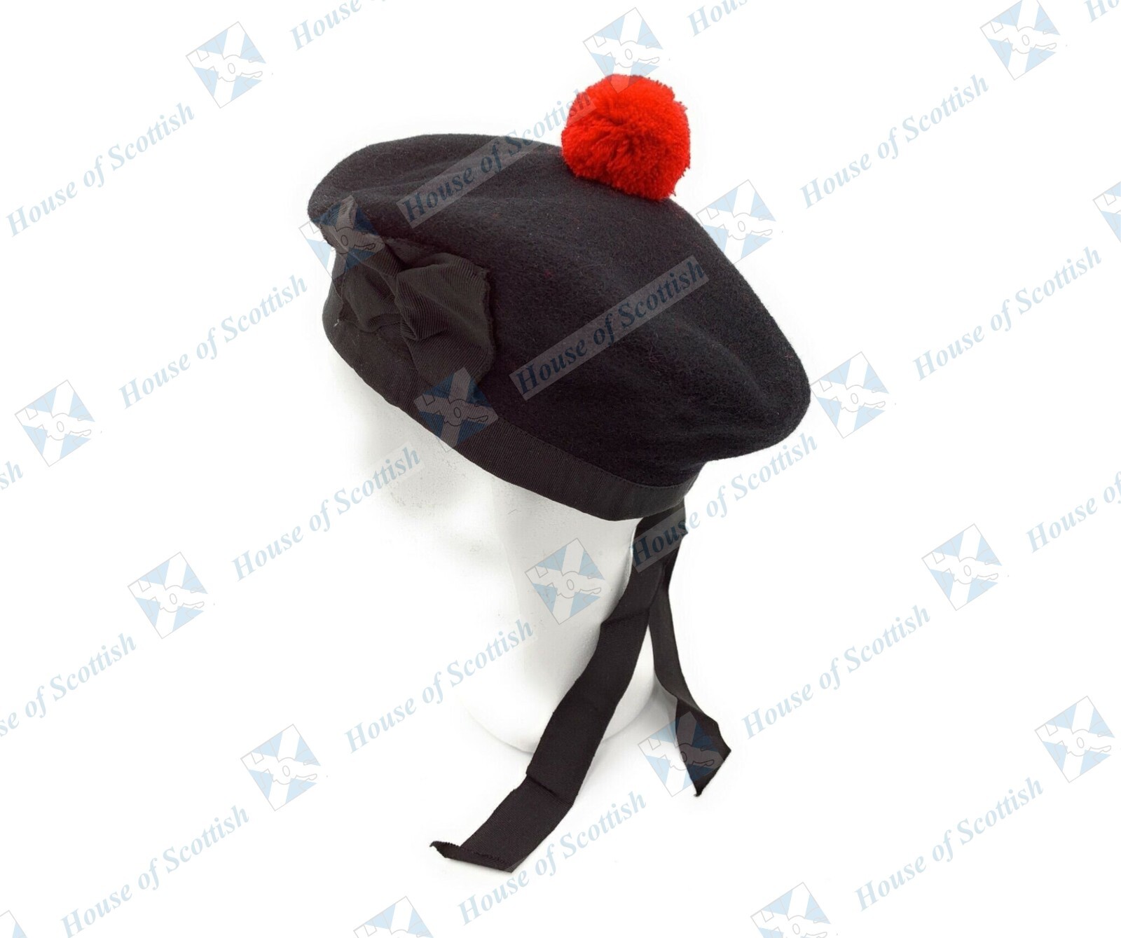 SCOTTISH BALMORAL CAP | BLACK WOOL BALMORAL BONNET | PIPE BAND HAT ...