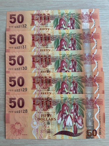 Fiji $50 Consecutive Bank Notes Crisp Condition 5 Sequential Bank Notes ...