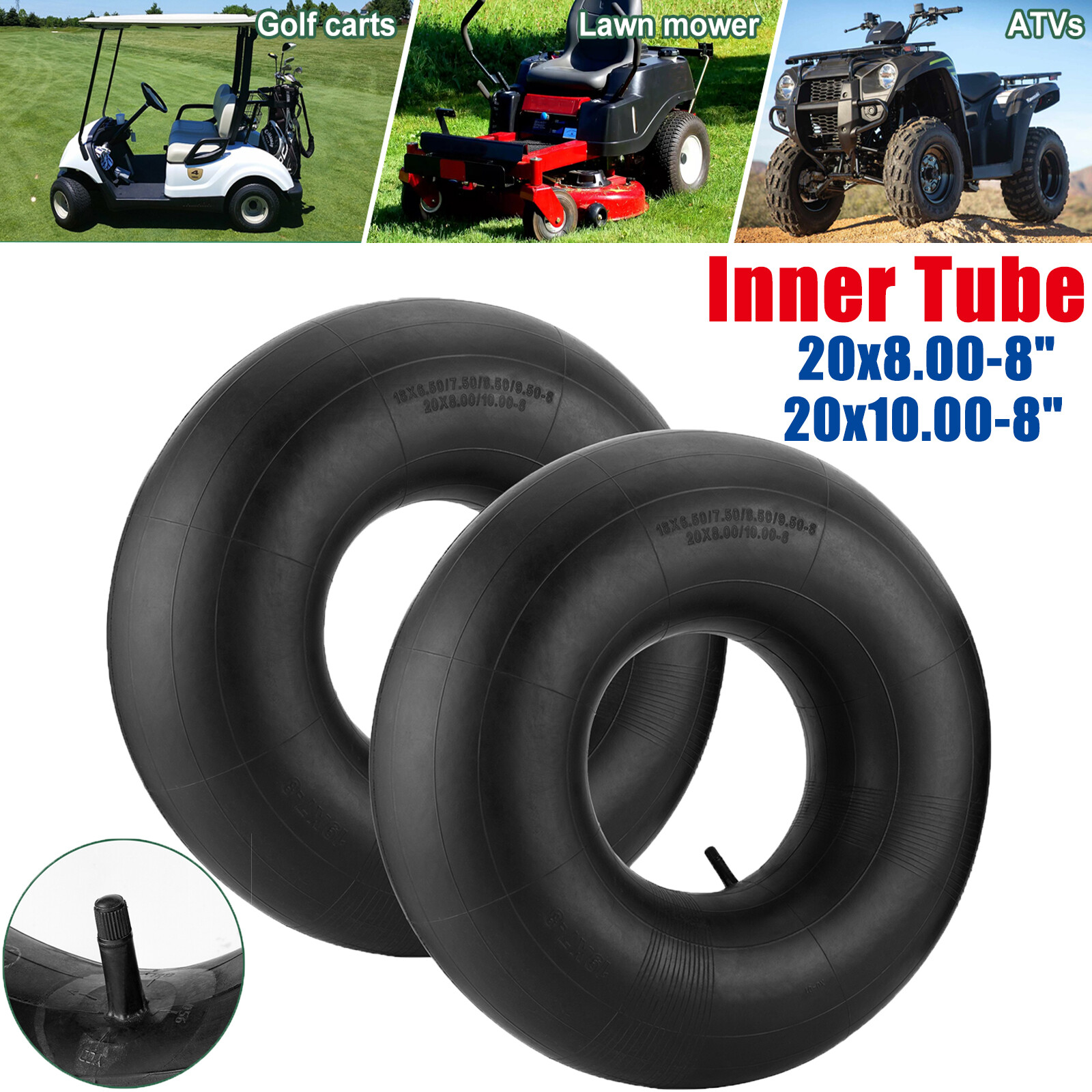 2PCS Inner Tube 20x8.00-8 20x10.00-8 Tire Lawn Ride On Mower ATV Quad ...