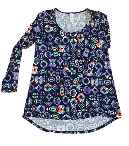 LuLaRoe Lynnae Top XS Patterned Long Sleeve High-Low Tunic Tee Womens ...
