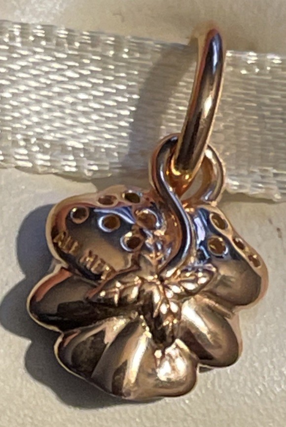 New Pandora 14k Rose Gold Plated Deep Purple Pansy Flower Dangle Charm ...