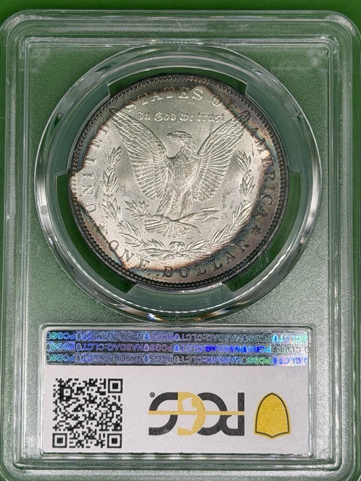 💎PCGS GoldShield Jet Black Obverse UNIQUE Rainbow Reverse🌈 Toned Morgan ...