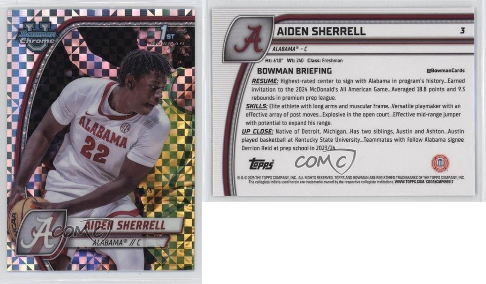 2024-25 Bowman U Chrome X-Fractor Aiden Sherrell #3 1n2k | eBay