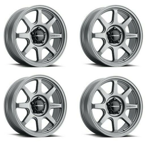 Set 4 16" Vision Off-Road 351 Flow Satin Grey Wheels 16x8 5x5.5 Truck ...