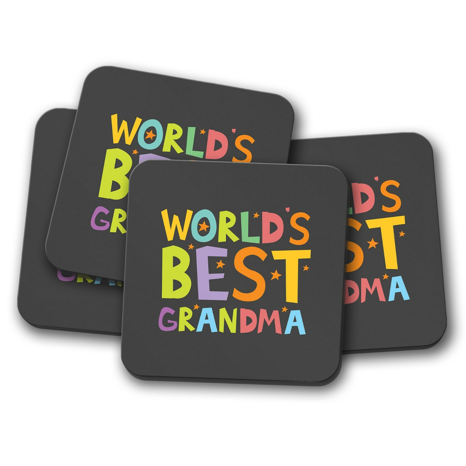 4 Set - World's Best Grandma Coaster - Nan Nanny Gran Granny Cute Gift ...
