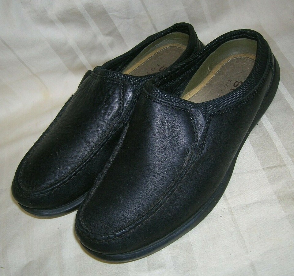 Sperry Top-Sider Black Leather Slip On Clogs Mule Loafer Shoes Womens ...