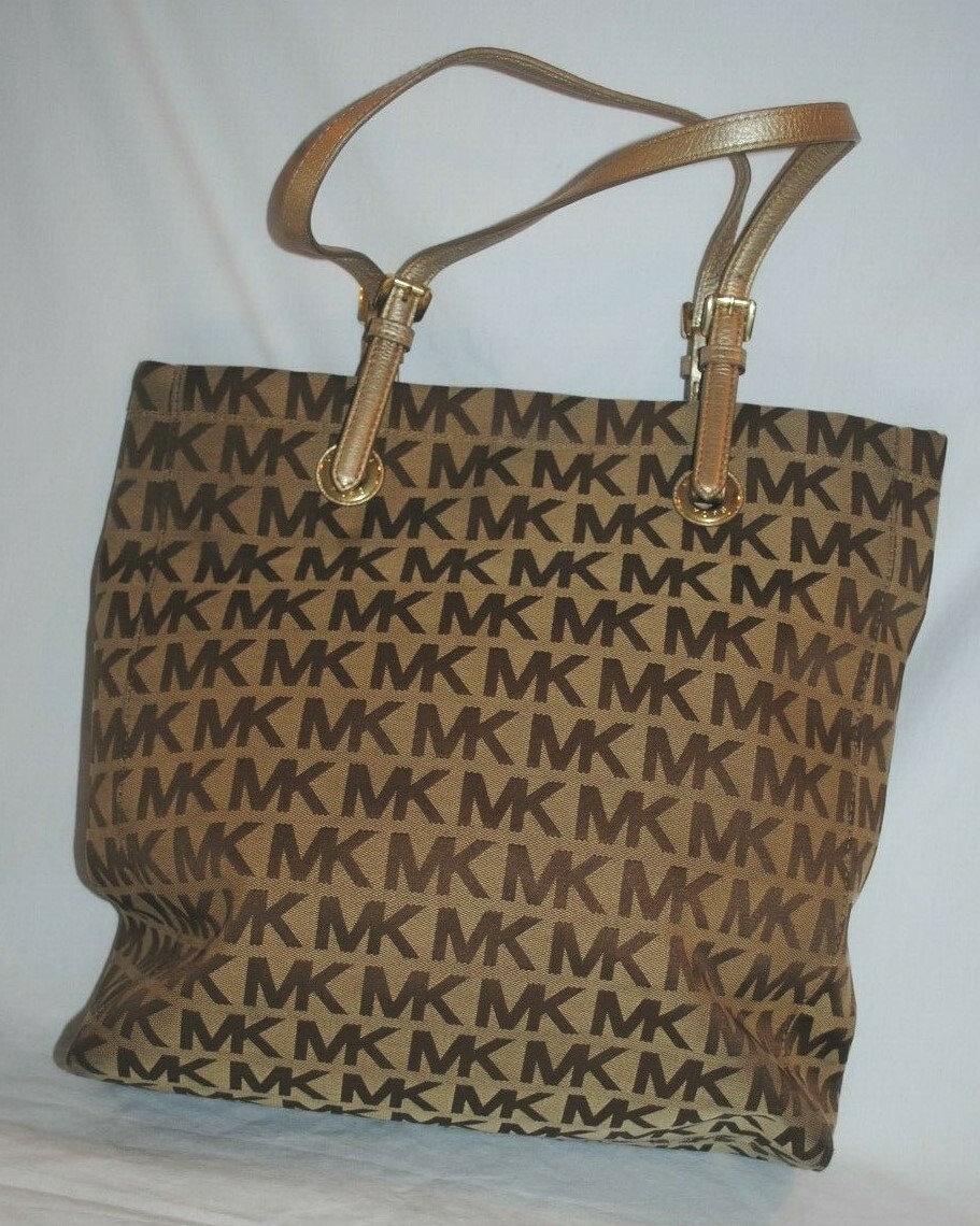 Michael Kors large tote, brown with MK pattern, gently used, EX+ | eBay