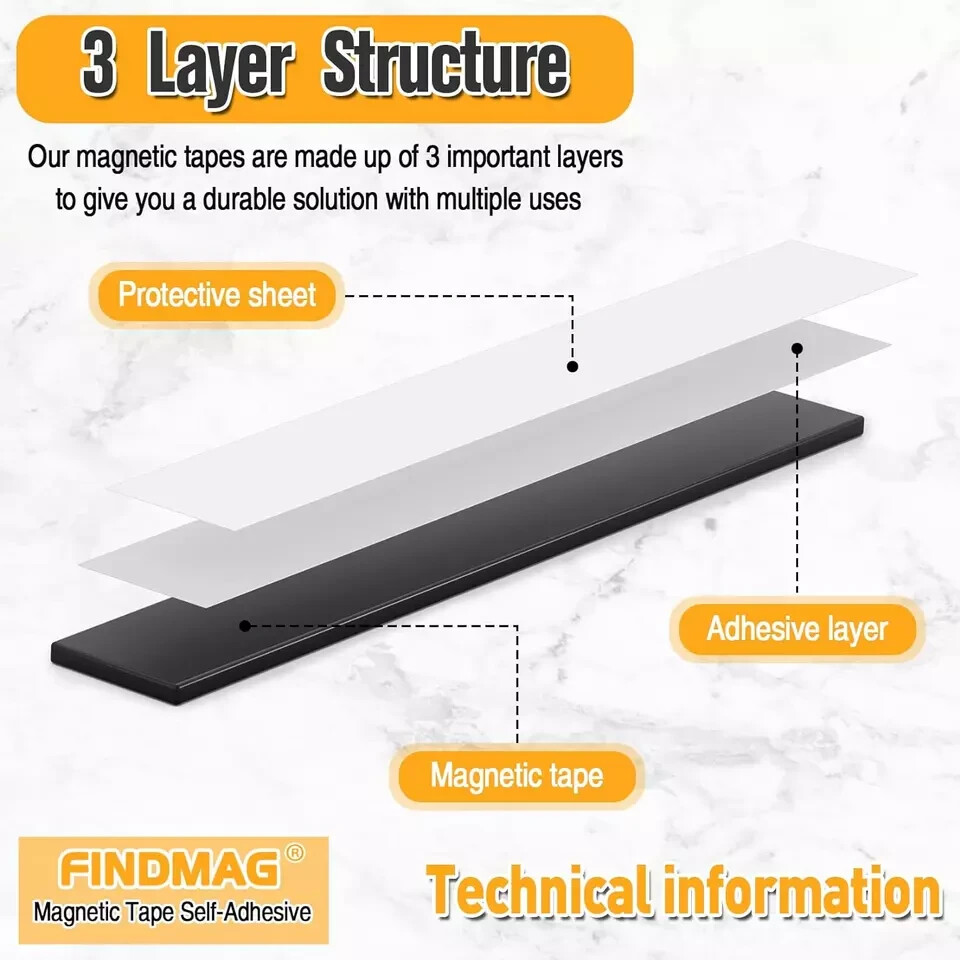 Magnetic Strip Tape 15Ft Flexible Roll Adhesive Backed Magnet Strong ...