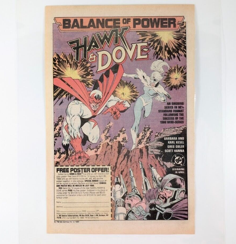 Vintage 1989 Hawk & Dove DC Comics Ad - Laminated Balance of Power ...