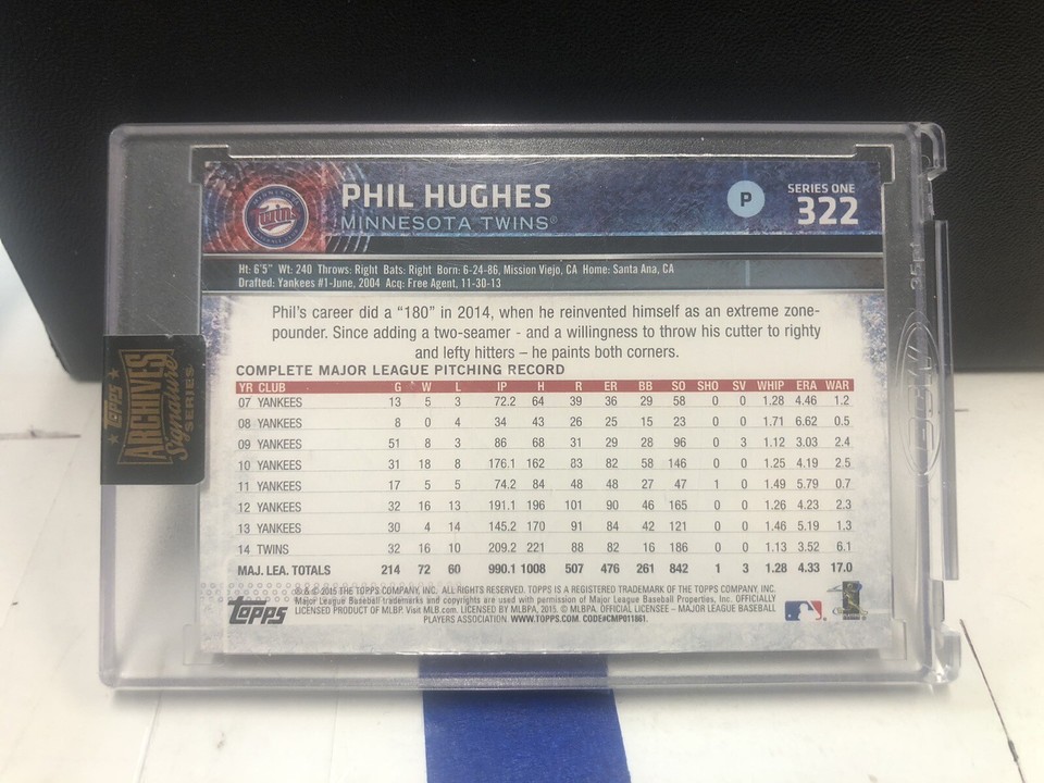2023 Archives Signature Phil Hughes /9 Auto 2015 Topps Autograph | eBay