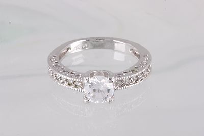 FAS STERLING SILVER CLEAR STONES RING SIZE 7 925 FINE 2434B | eBay