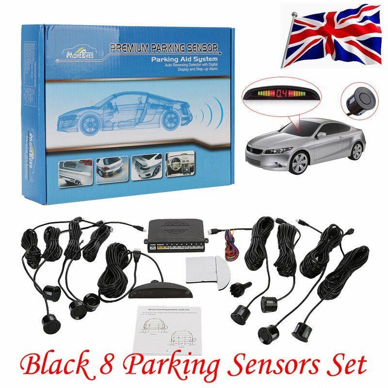 Car Reverse 8 Front Rear Parking Sensors System Buzzer Alarm Kit ...