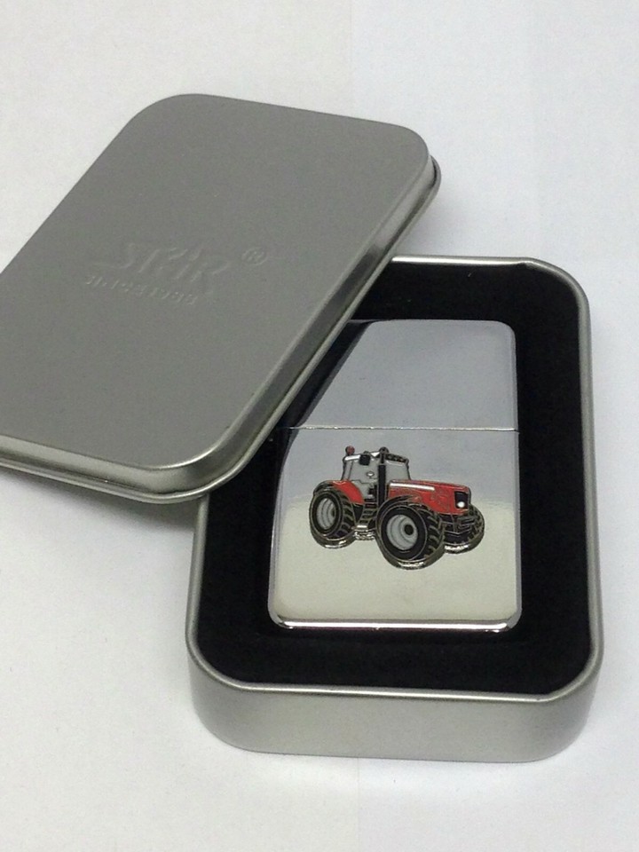 Red Tractor Lighter Enamel Badge NO FUEL INC Smoking Gift Boxed | eBay