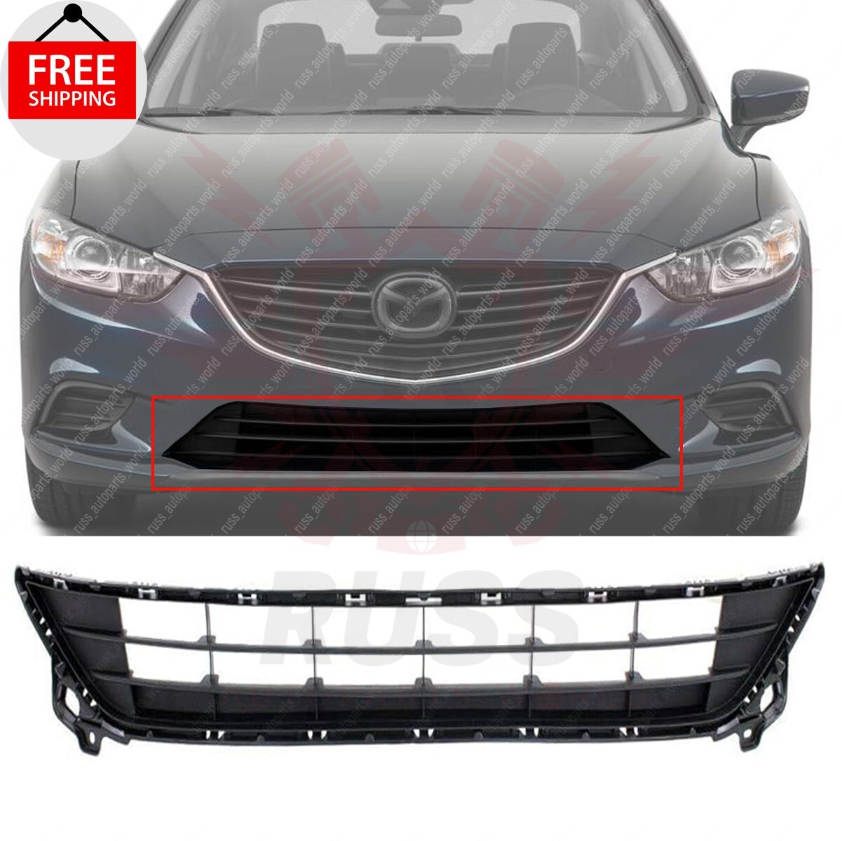 New Front Bumper Cover Grille Textured Black Fits 2014-2017 Mazda 6 ...