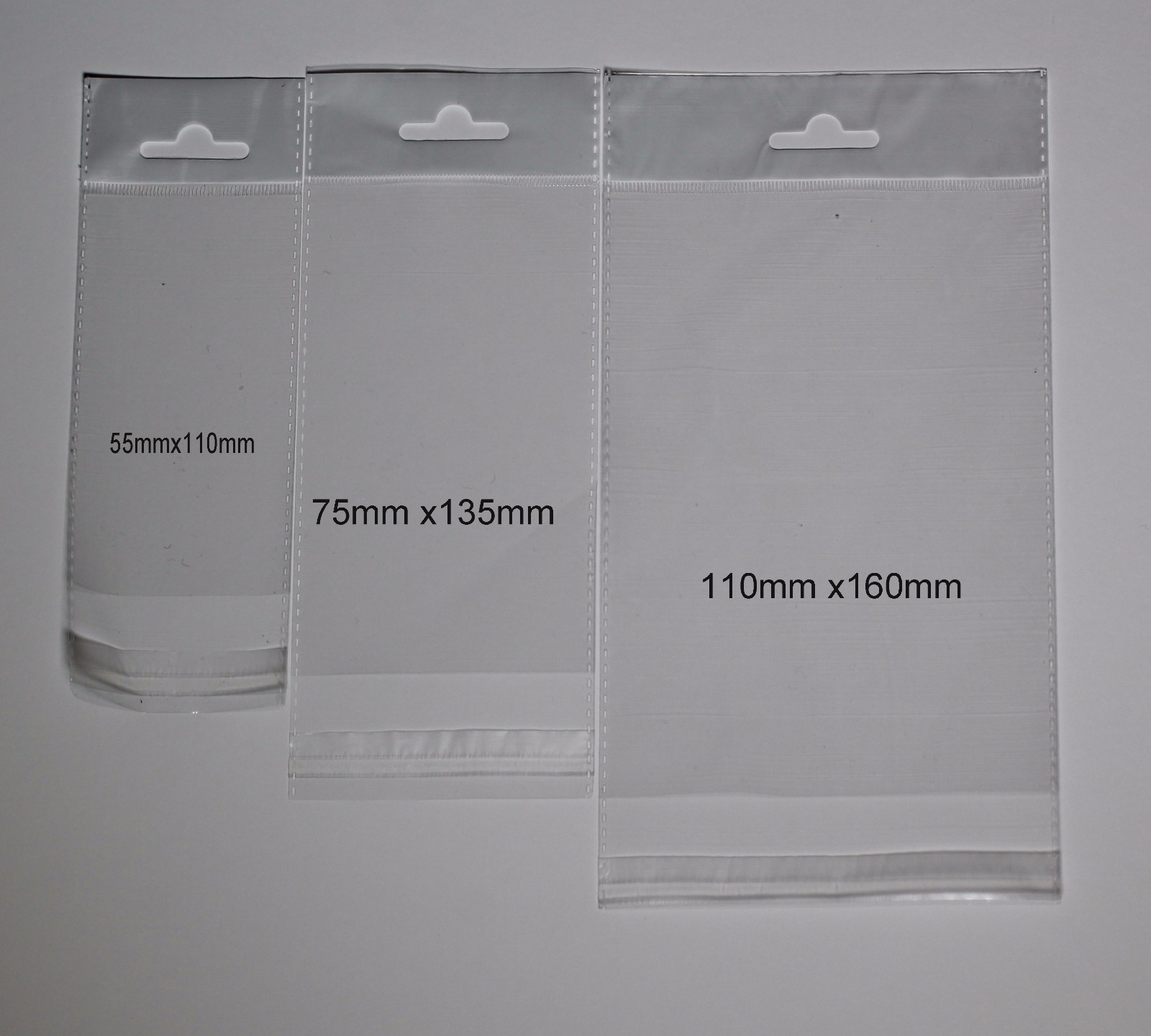 100 pcs Euro Slot Header Bags - Self Seal - Retail Display Bags 6 ...