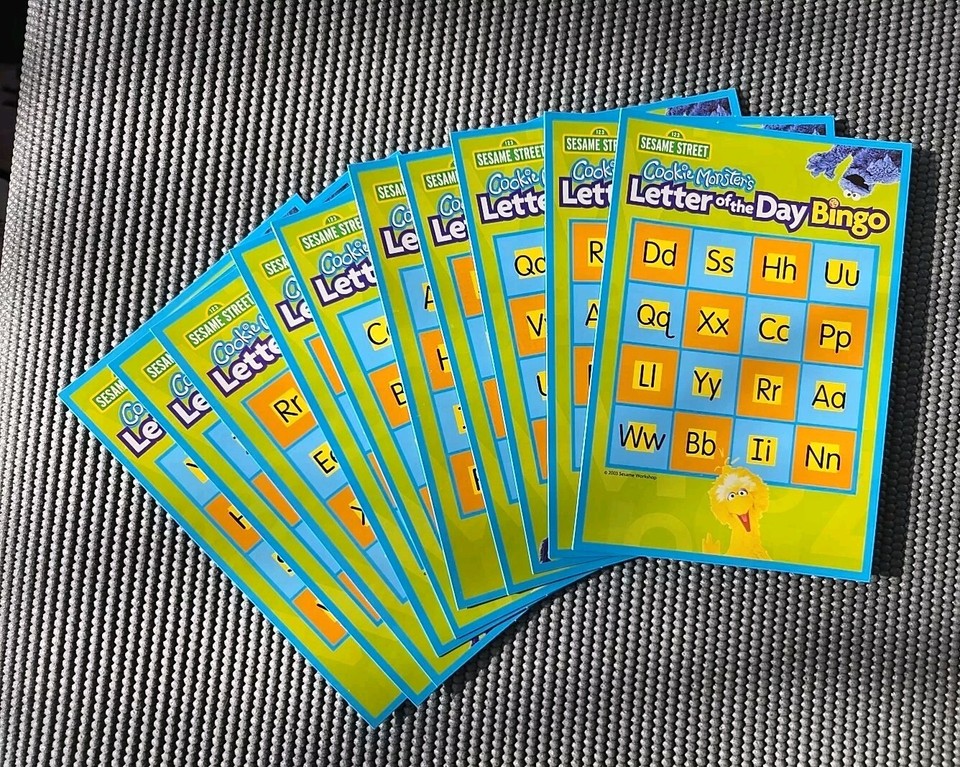 Sesame Street Pre-School Game Cookie Monster Letter Of The Day Bingo 4 ...