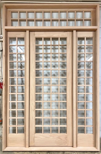 Solid white oak French door Low E glass transom side lights Custom U ...
