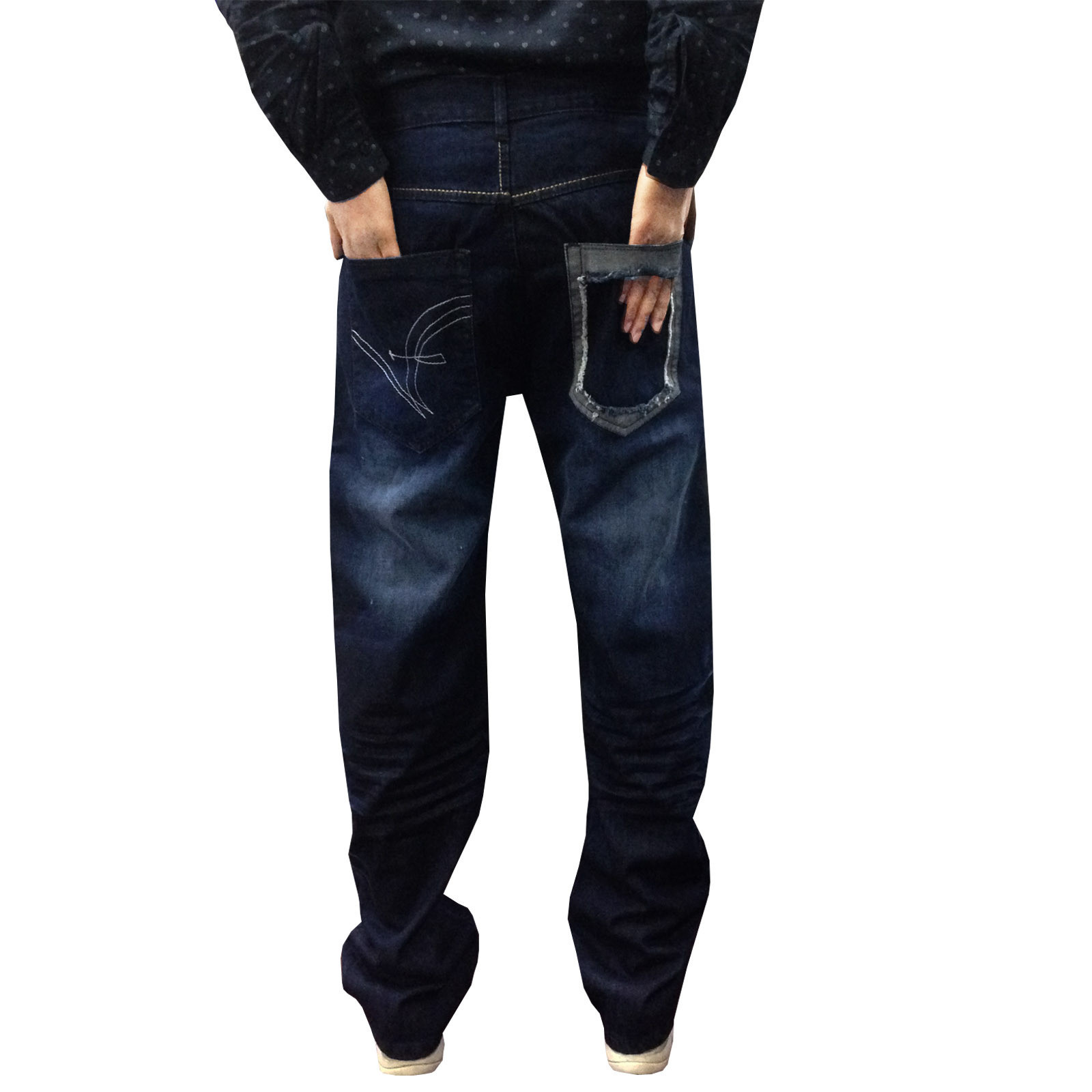 Mens Regular Fit Faded Ripped Jeans Straight Leg Distressed Denim ...