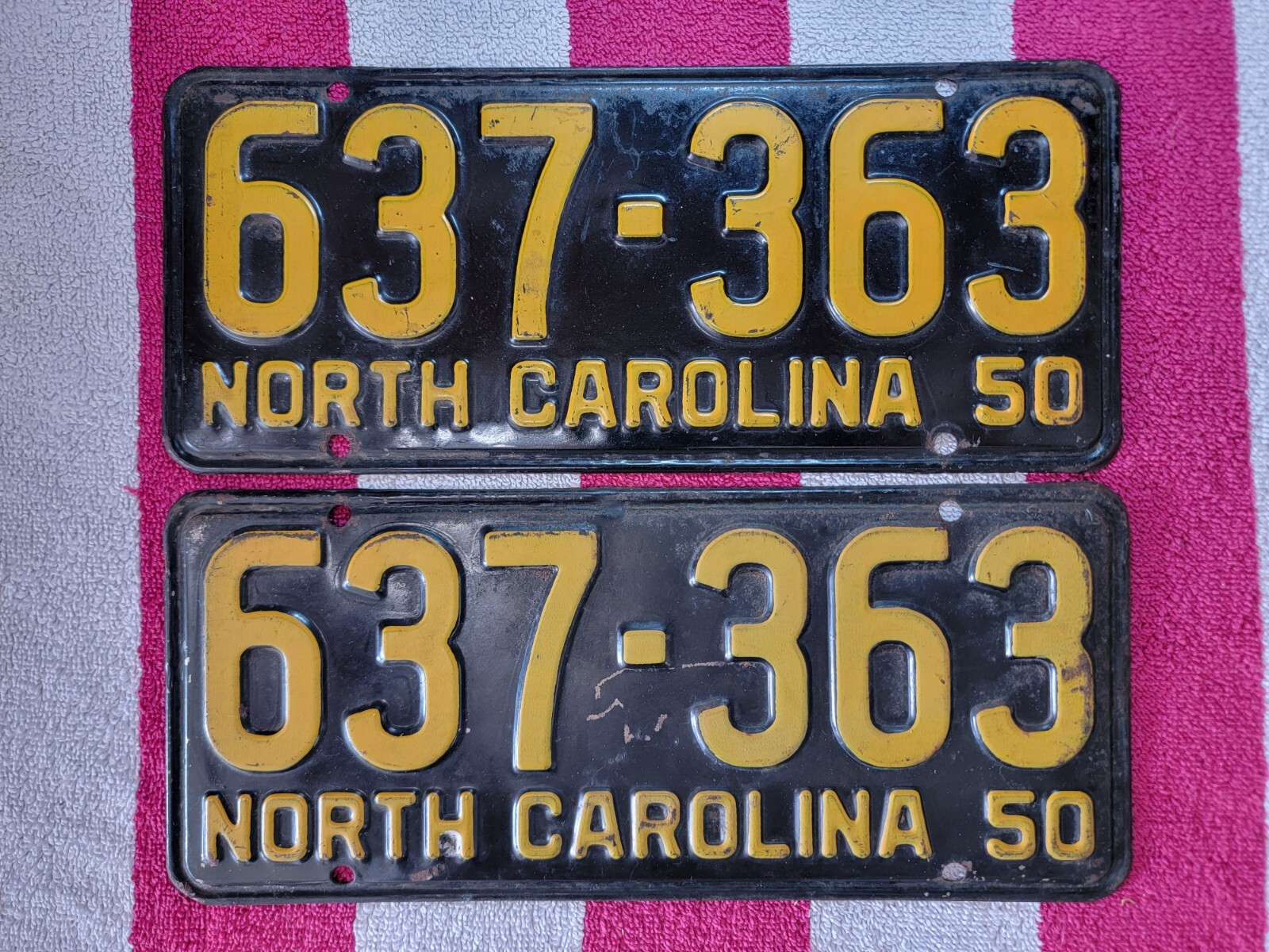 1950 North Carolina License Plate, A Pair, Two Plates | eBay