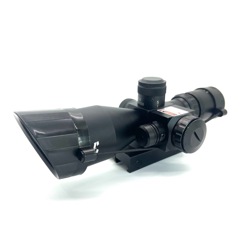 V Innovations 2.5-10x40 ACOG Illuminated Reticle Rifle Scope & Red ...