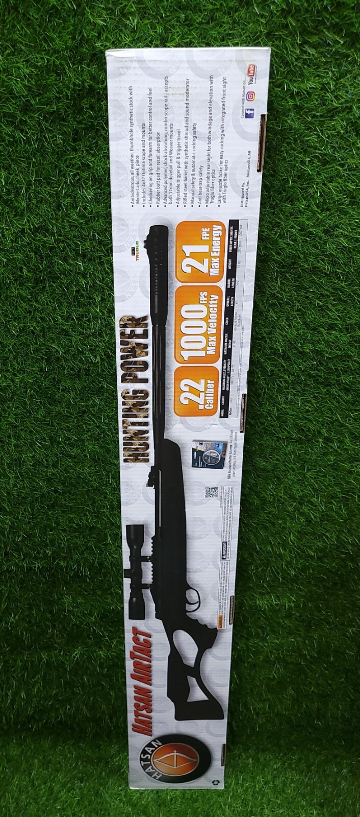 Hatsan AirTact QE Air Rifle .22 cal w/ Optima 4x32 Scope & Rings ...