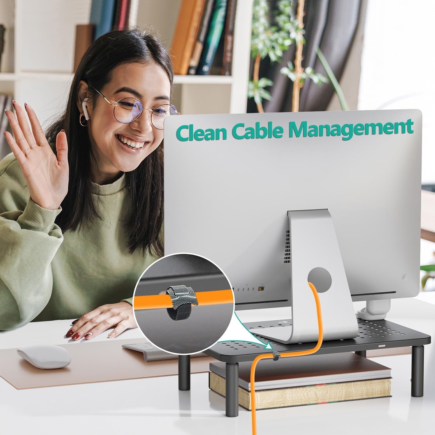 Adjustable Computer Monitor Stand with Storage for Desk, Black, 1 Pack ...