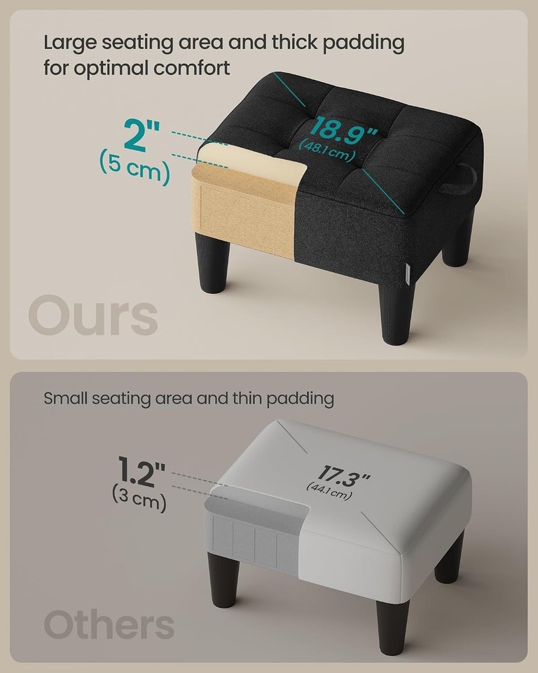 Footstool Ottoman with Storage Small Foot Rest Stool 16x10 Upholstered ...