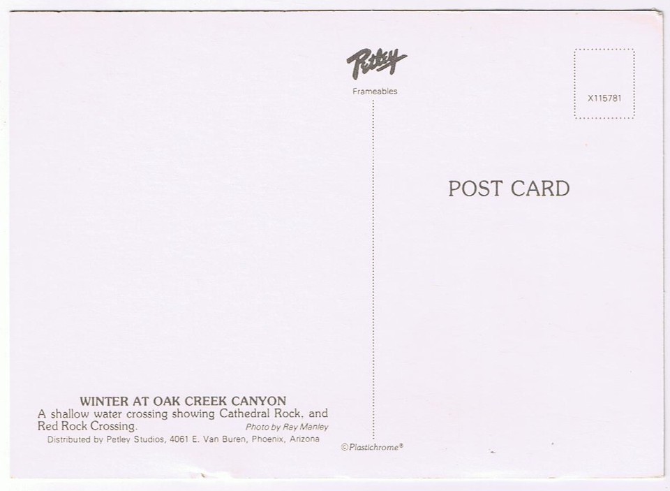 Postcard Arizona Winter Oak Creek Canyon Cathedral Rock & Red Rock ...