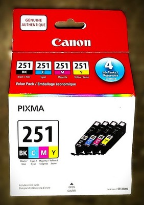 Genuine Canon #251 6513B009 CLI-251 CMYK Ink Cartridges Pixma MG5420 ...