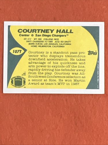 1989 Topps Traded Courtney Hall RC San Diego Chargers #107T | eBay