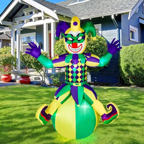 8 FT Mardi Gras Inflatable Decoration, Mardi Gras Jester Jester on Ball ...
