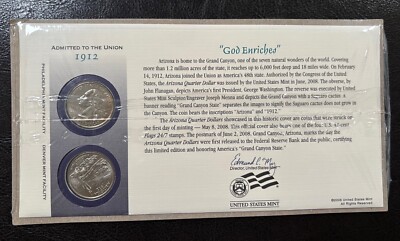 2008 Arizona - State Quarters First Day Coin Cover Q57– NEW SEALED, P&D ...