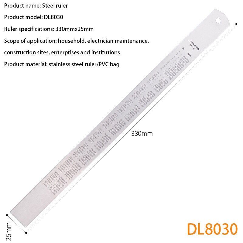 Steel Ruler Specification: 330mmx25mm Tools Engraved Formulas ...