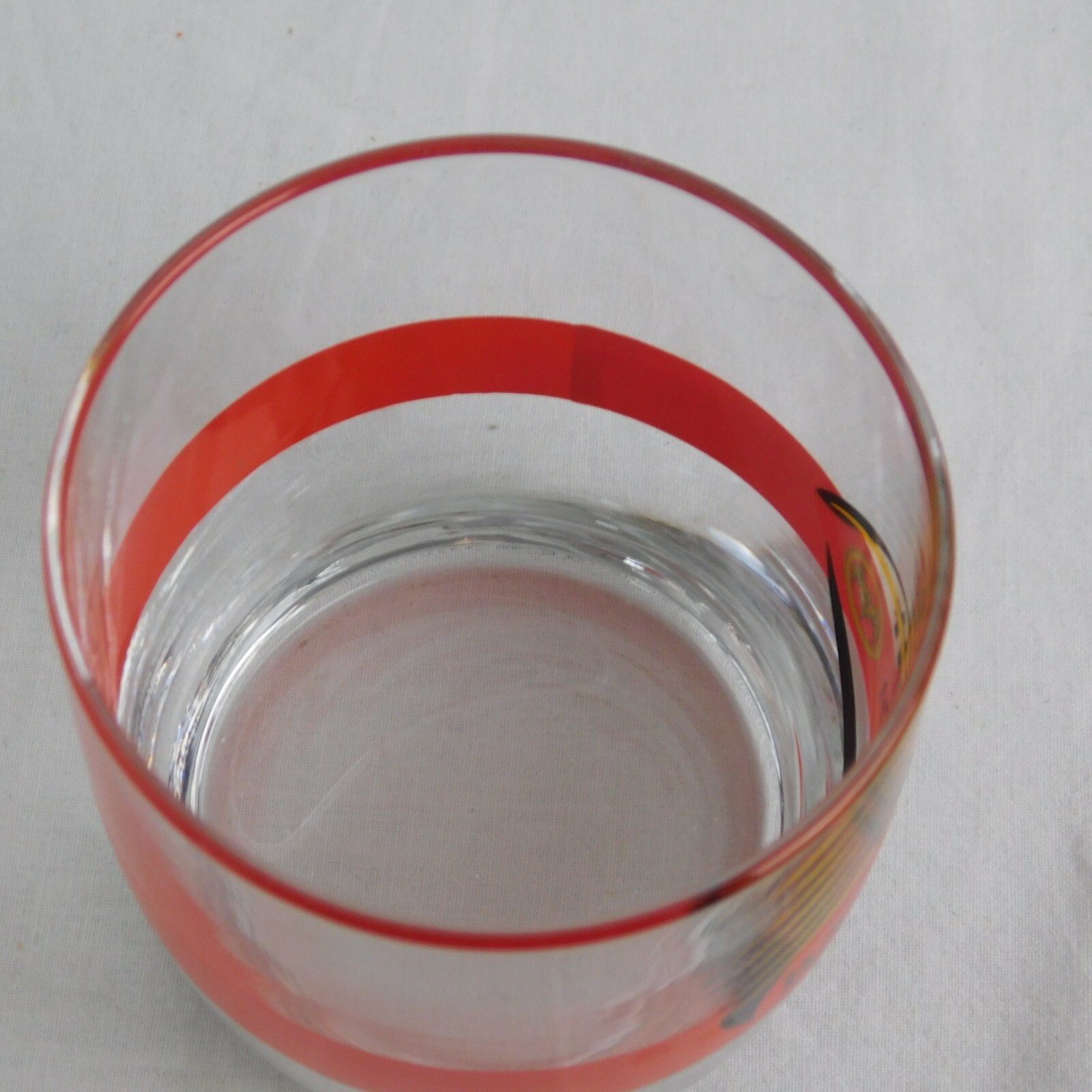 Bacardi Rum Lowball Rocks Glass Red Stripe Football Logo W/Bat Short ...