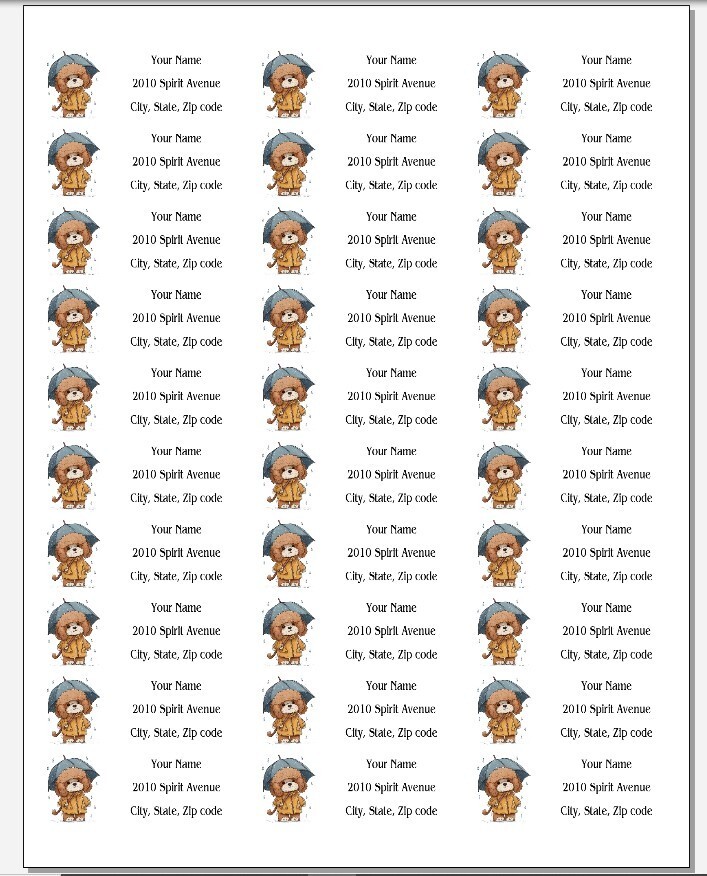 150 Poodle Umbrella Rain Mailing Return Address Labels Personalized | eBay