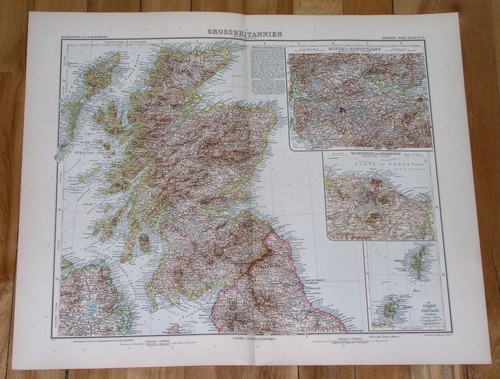 1908 LARGE ANTIQUE MAP OF SCOTLAND ORKNEYS HEBRIDES HIGHLAND ARGYLE ...