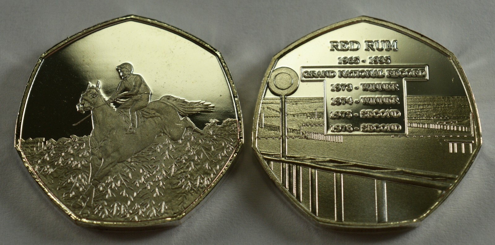 Pair of RED RUM RACEHORSE Silver, Gold Commemoratives ERROR COINS ...