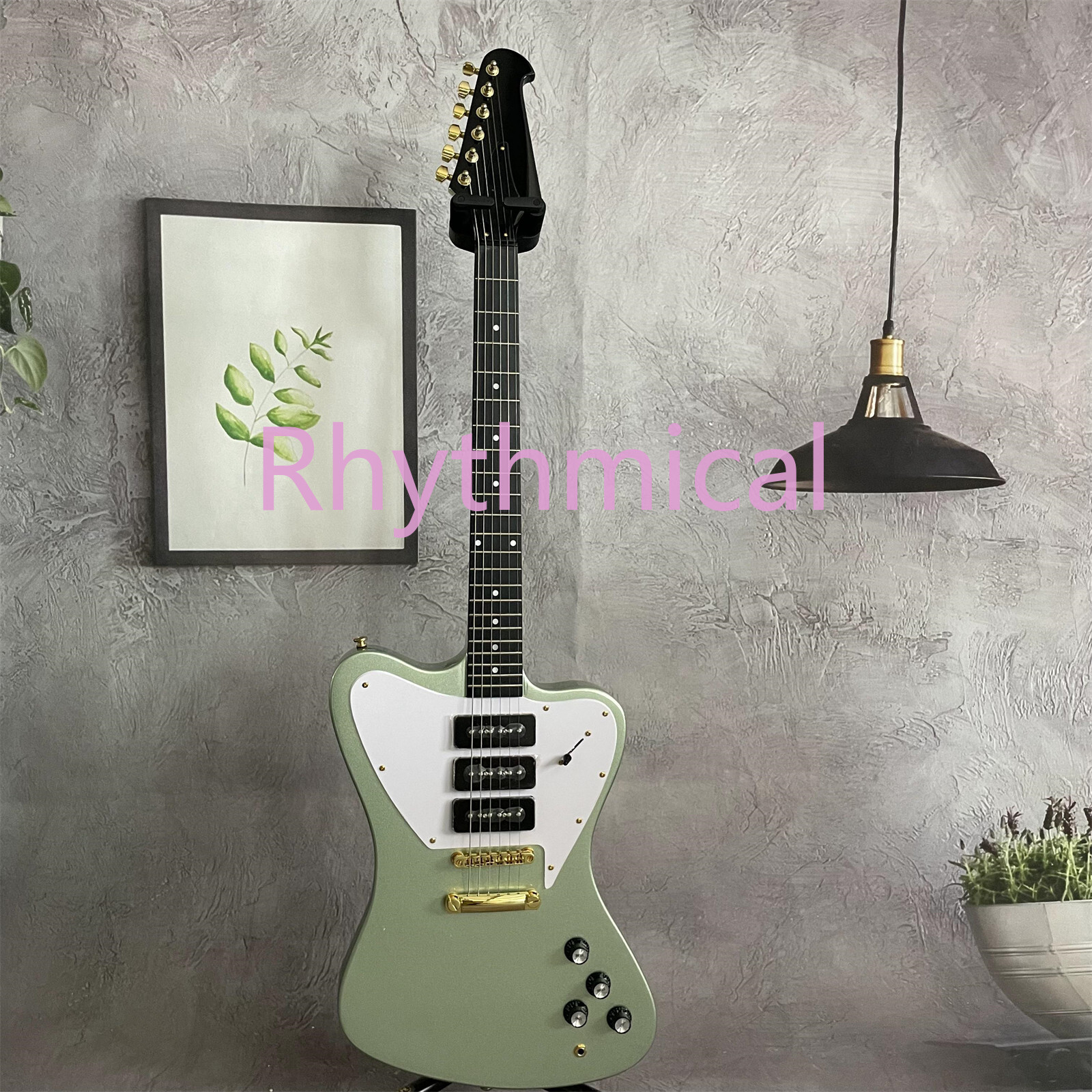 Factory Firebird 6 Strings Non-Reverse Electric Guitar P90 Pickups Gold ...