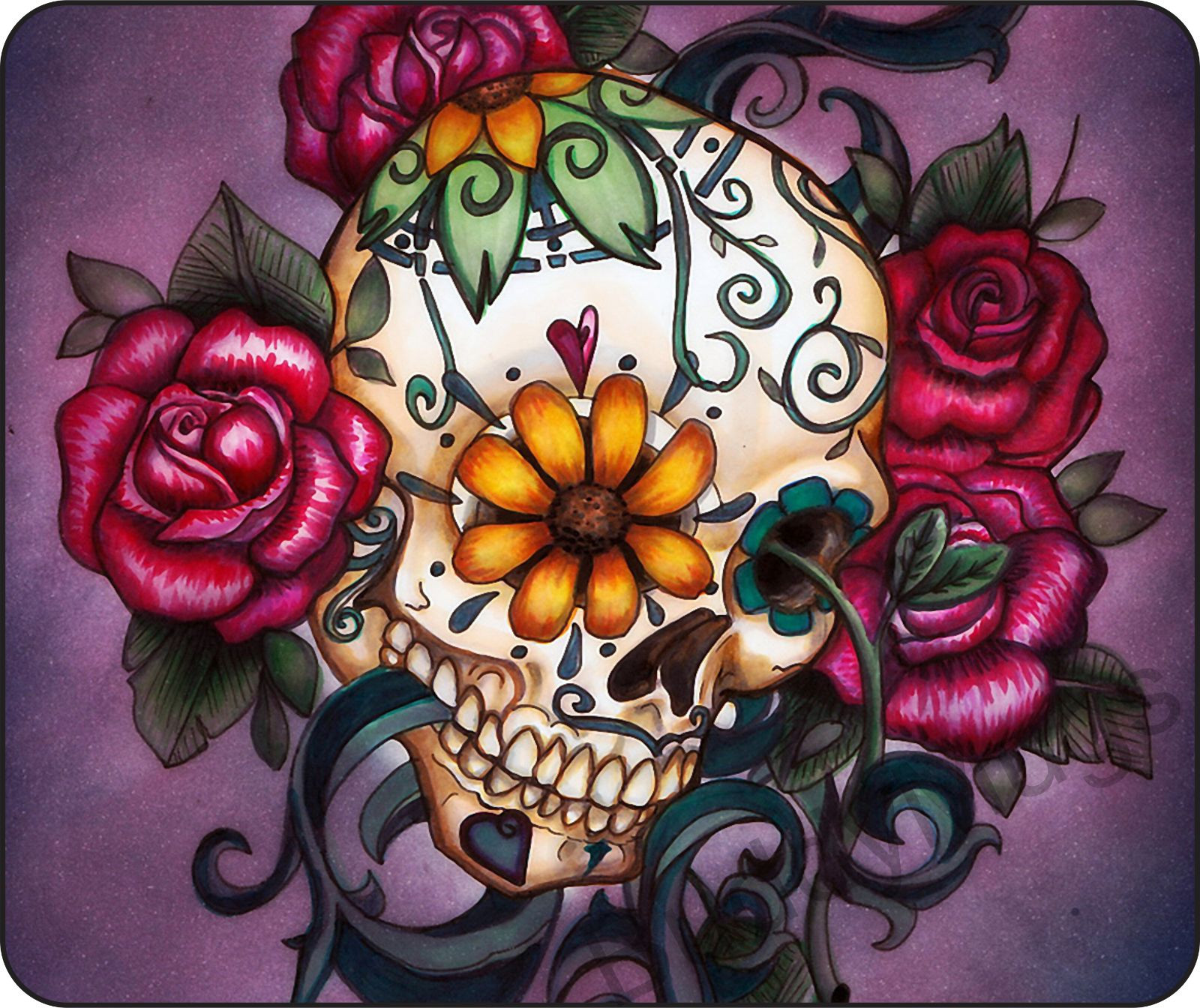 New Large Red Rose Skull Mouse Pad For Laptop Computer Gaming Mousepad ...