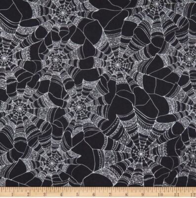 Halloween Patterned Spider Webs Black Cotton Quilting Fabric 1/2 YARD ...