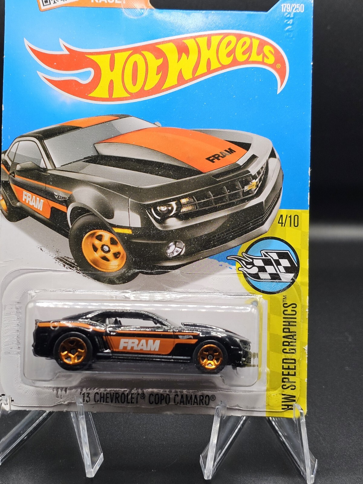 HOT WHEELS HW SPEED GRAPHICS 2013 CHEVROLET COPO CAMARO BLACK FRAM OIL ...