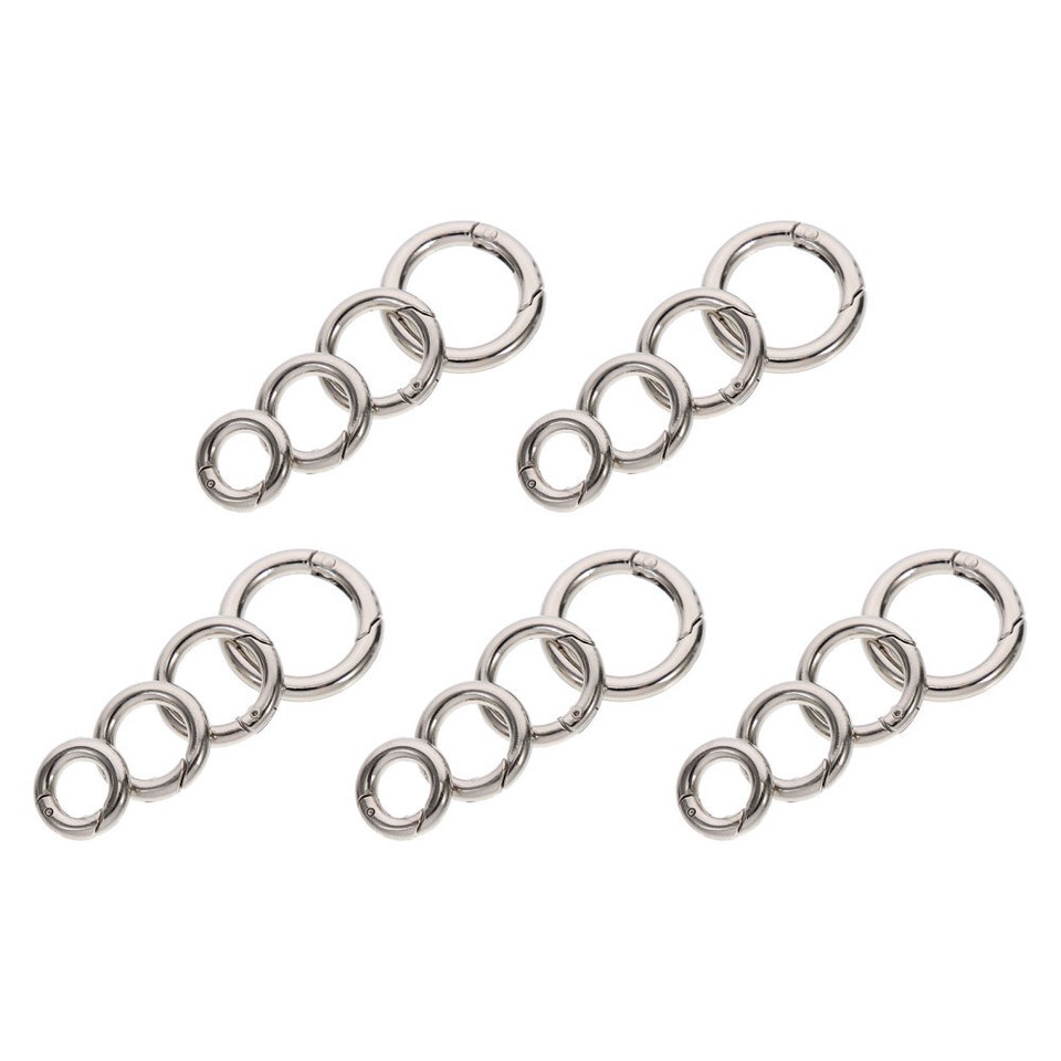 20pcs Round Snap Carabiner Metal Rings Spring Keyring Buckle Clip ...